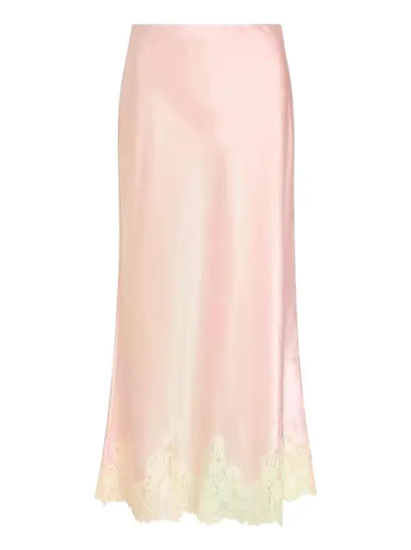 REFORMATION Carolina Lace-trim Satin Midi Skirt - Pink