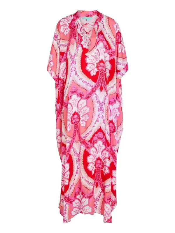 Melissa Odabash Carlotta Lace-up Kaftan - Pink