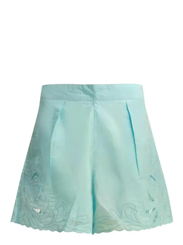 JULIET DUNN Embroidered Scallop Shorts - Blue