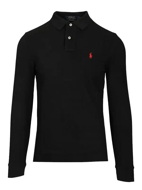 Polo Ralph Lauren Pony-embroidered Long-sleeve Polo Shirt - Black
