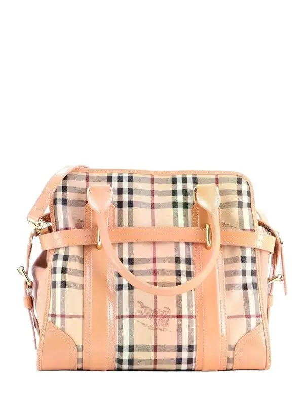 Burberry Haymarket Coated Canvas Medium Satchel - Neutrals