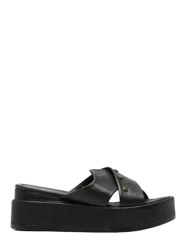 SERGIO MORETTI FIRENZE Studded Crossover-strap Mules - Black