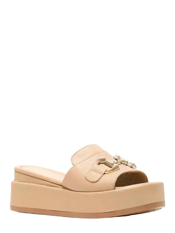 SERGIO MORETTI FIRENZE Horsebit Platform Sandals - Neutrals