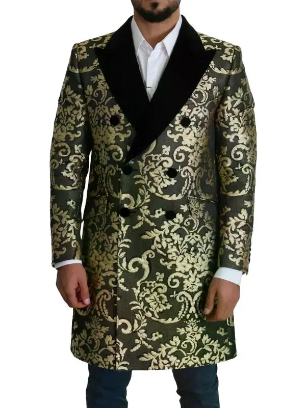 Dolce & Gabbana Sicilia Baroque Brocade Coat - Black