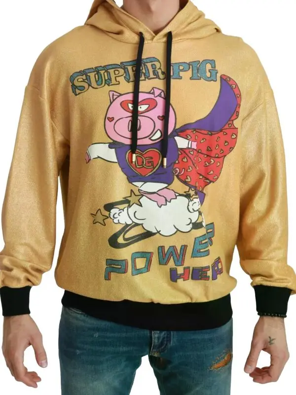 Dolce & Gabbana Glitter Finish Graphic Print Hoodie - Yellow