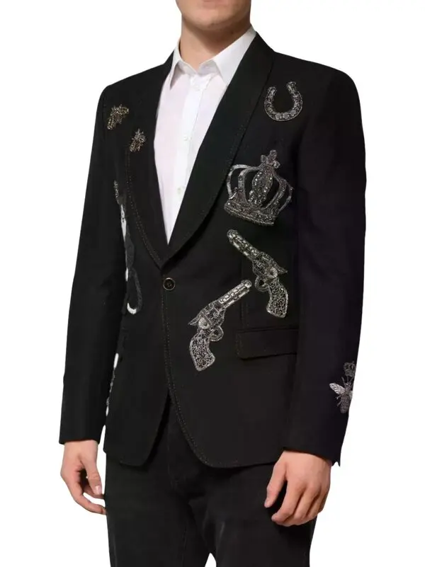 Dolce & Gabbana Embellished Shawl-lapel Blazer - Black