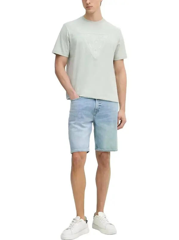 Guess Logo Patch Denim Shorts - Blue