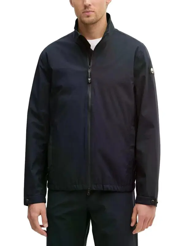 Guess Logo Patch Zip-up Jacket - Blue
