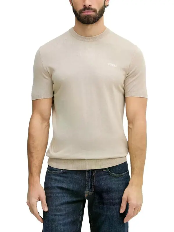 Guess Embroidered Short-sleeve Sweater - Neutrals