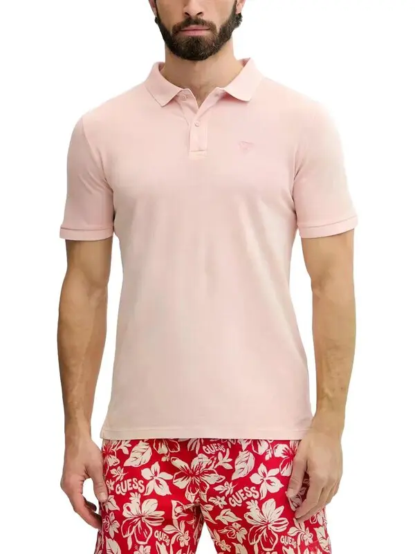 Guess Logo-patch Polo Shirt - Pink