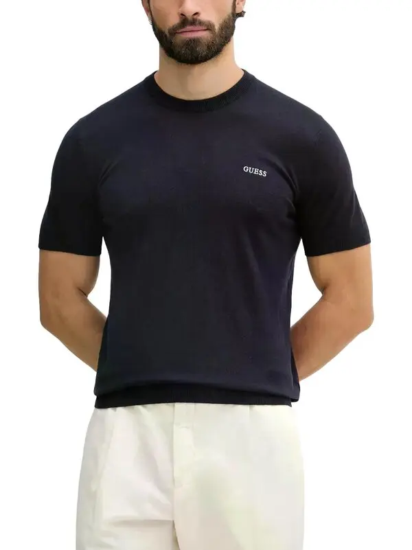 Guess Logo-embroidered Short-sleeve T-shirt - Blue
