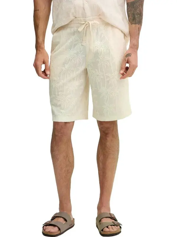Guess Cream Palm-tree Deck Shorts - Neutrals