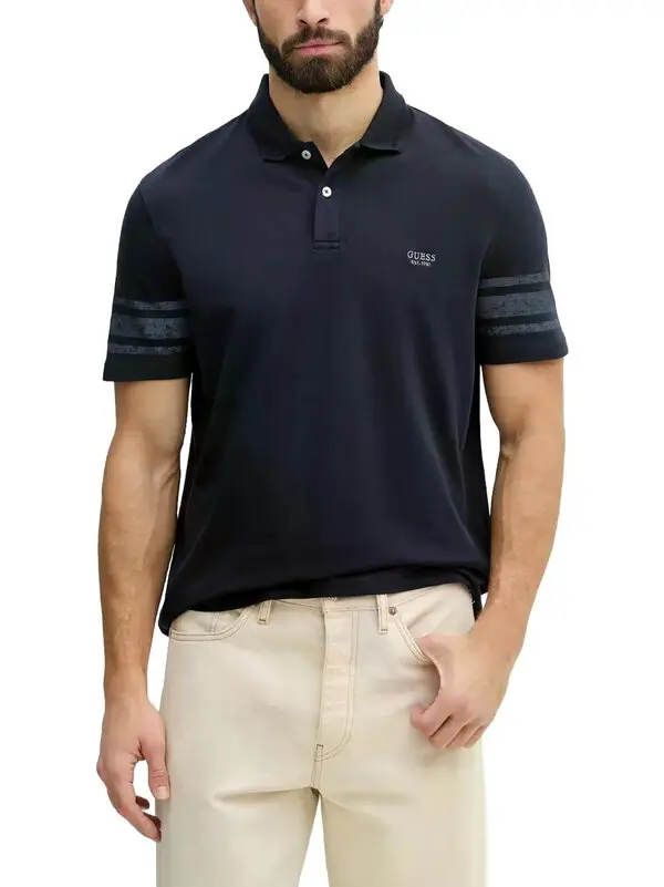 Guess Stripe-detail Polo Shirt - Blue