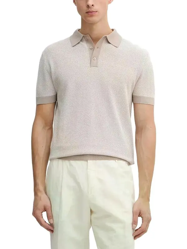 Guess Honeycomb-knit Short-sleeve Polo Shirt - Neutrals
