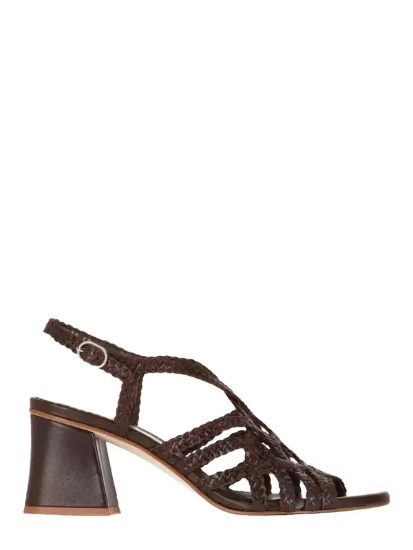 LA ROSE Woven Cage Sandals - Brown