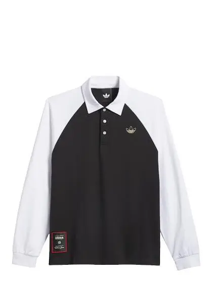 Adidas Tyshawn Rugby Long Sleeve Shirt - Black/white
