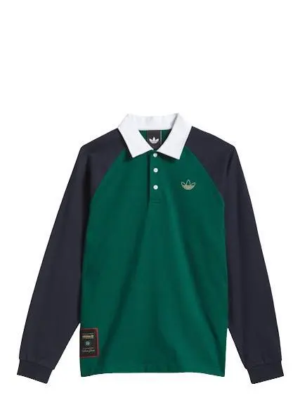 Adidas Tyshawn Rugby Shirt - Collegiate Green/legend Ink