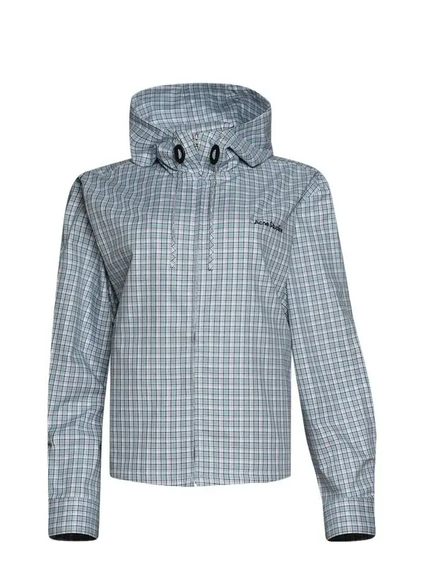 Acne Studios Hooded Check Jacket - Blue