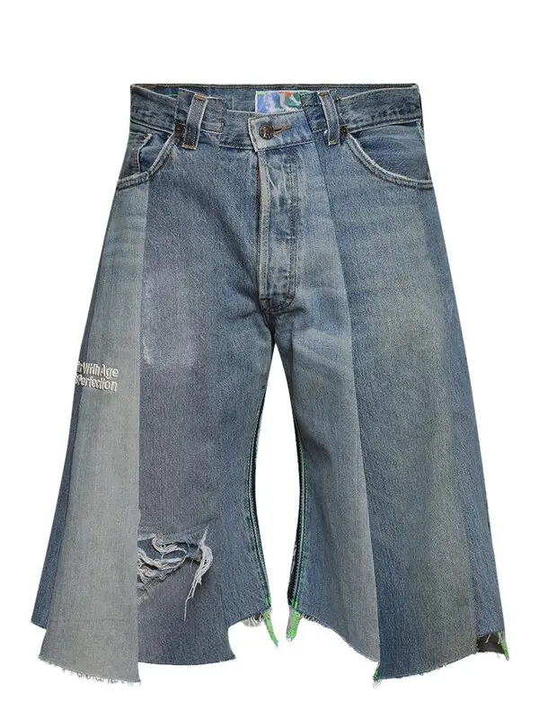 BETTER WITH AGE Paneled Denim Shorts - Indigo