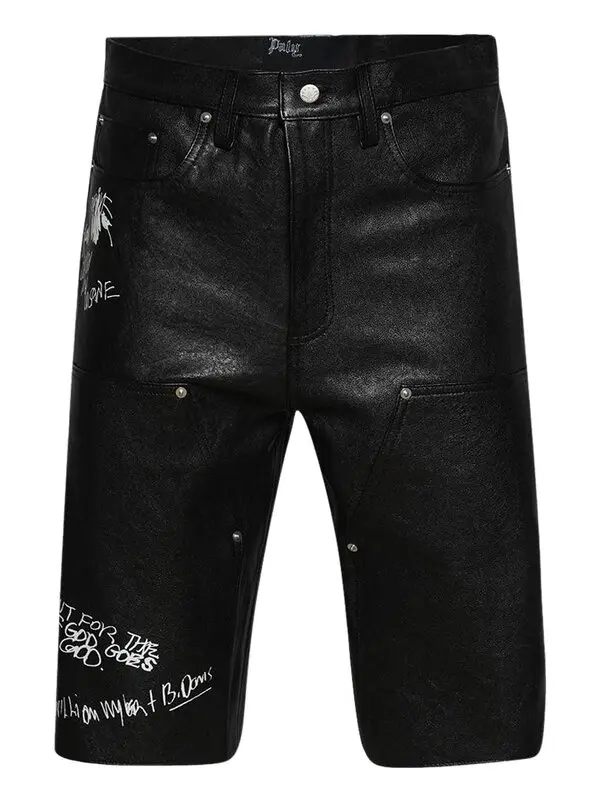 PALY Holy Mountain Painted Leather Shorts - Black