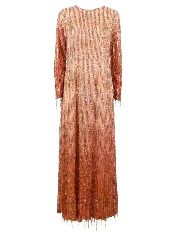 CLIPS Sequin-embellished Fringed Maxi Dress - Orange