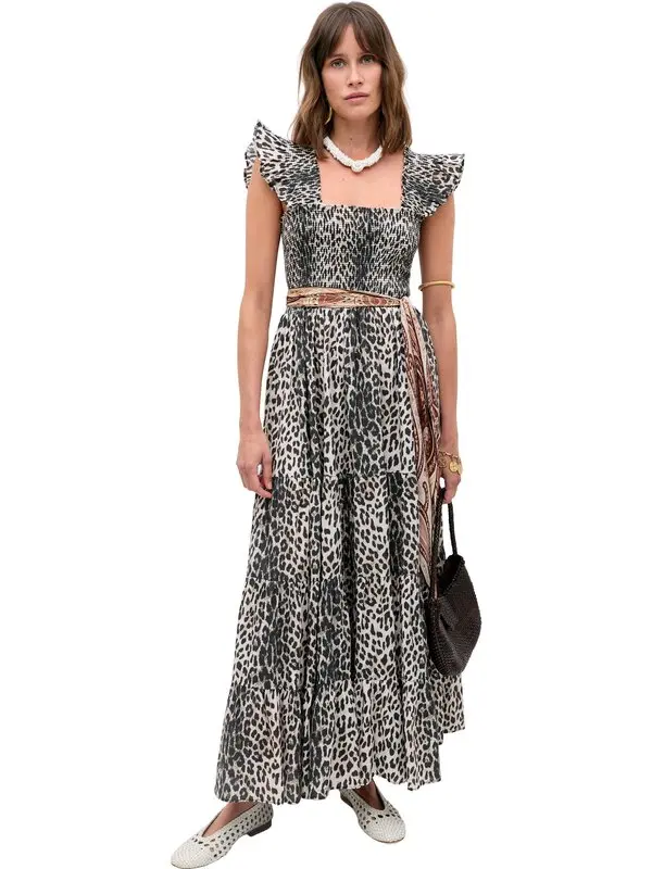 Rixo Kendall Nina Leopard Print Maxi Dress - Brown
