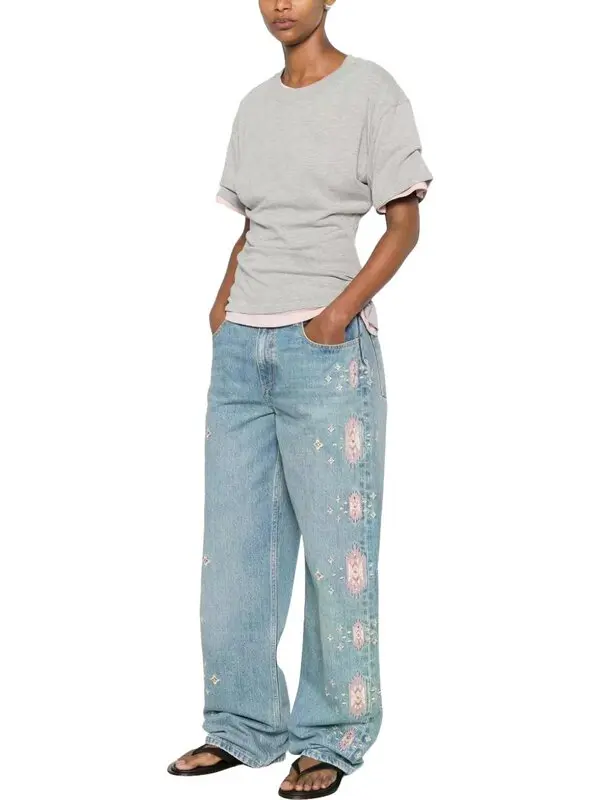 Retrofete Embroidered Crystal-embellished Jeans - Blue