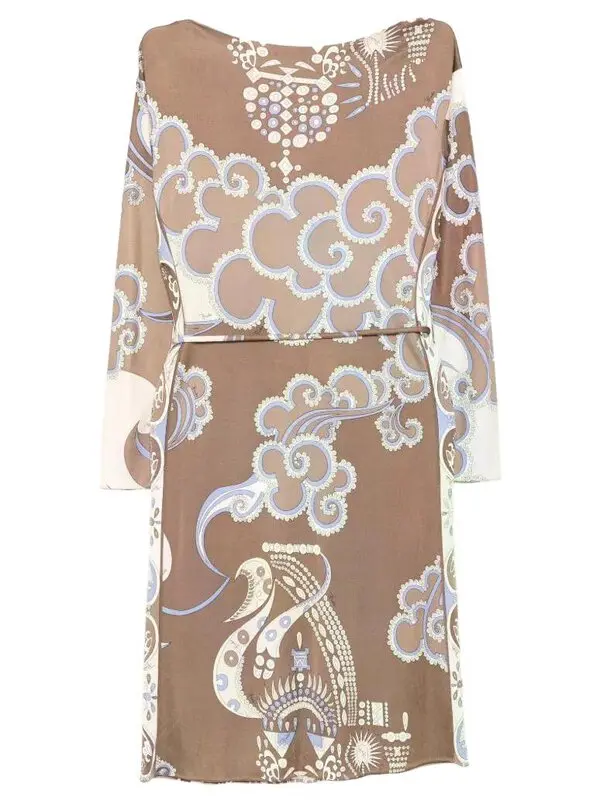 Emilio Pucci Abstract Print Midi Dress - Brown