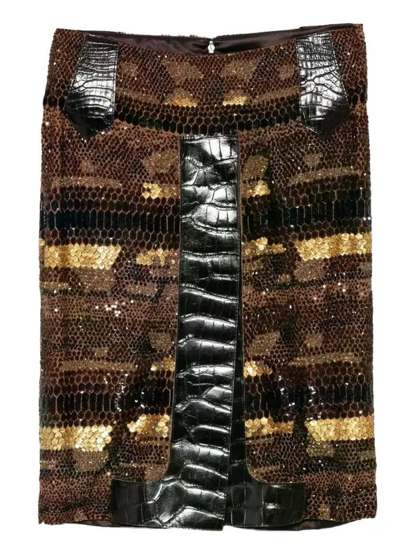 Dolce & Gabbana Sequined Midi Skirt - Brown
