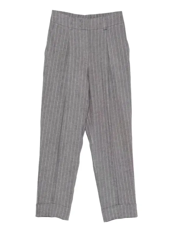 Peserico Pinstriped Pleated Trousers - Grey
