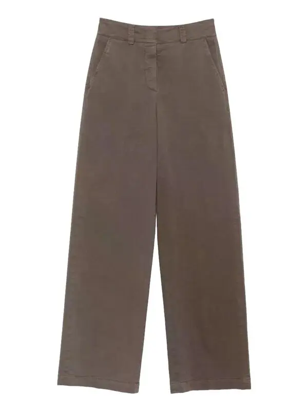 Peserico Wide-leg Cotton Twill Trousers - Grey
