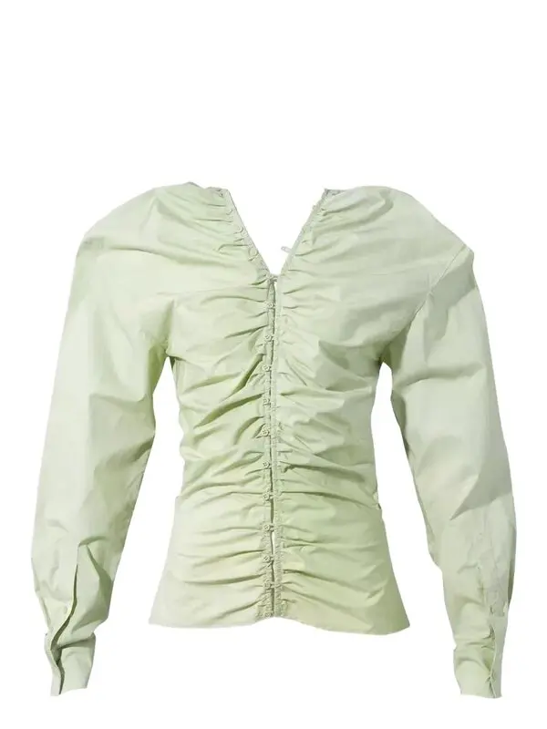 PUSHBUTTON Ruched Button-up Shirt - Green