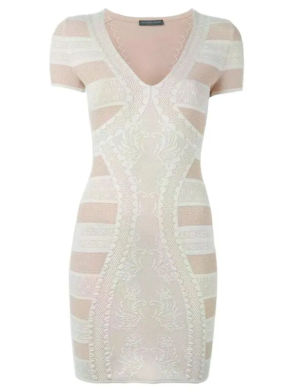 Alexander McQueen Victorian Lace Knit Mini Dress - Neutrals