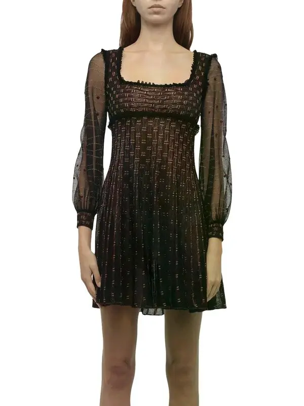 Alexander McQueen Embroidered Lace Mini Dress - Black