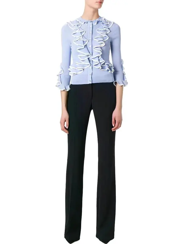 Alexander McQueen Wool Ruffle Cardigan - Blue