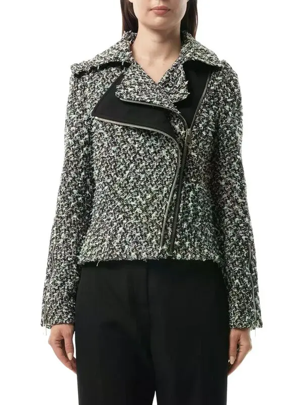 LANVIN Asymmetrical Zip Tweed Jacket - Black
