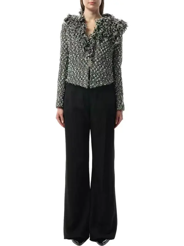 LANVIN Tweed Jacket With Frayed Edges - Black