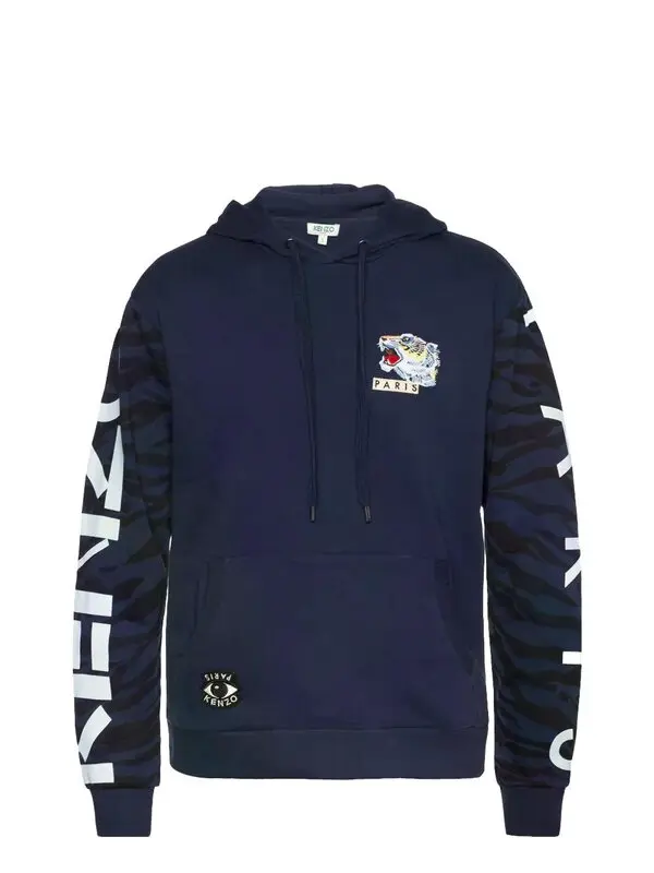 Kenzo Tiger-embroidered Hoodie - Blue