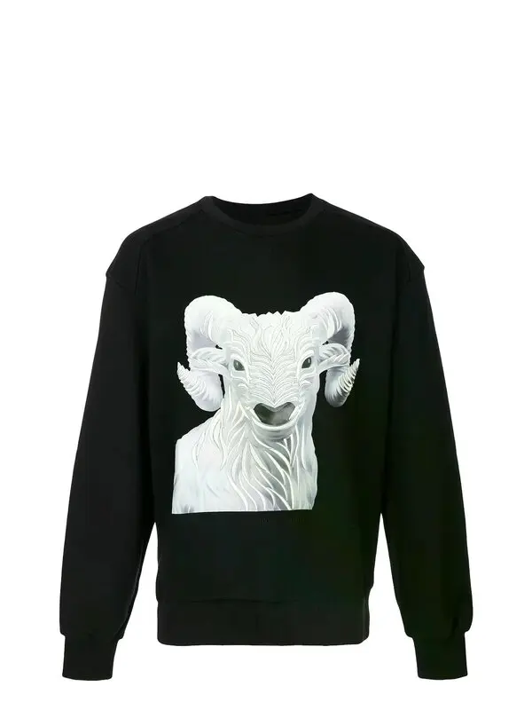 JUUN.J Ram Embroidered Sweatshirt - Black