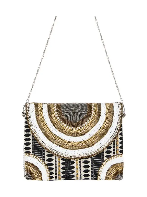 PODE Cleopatra Convertible Clutch & Crossbody Bag - Black/white/yellow