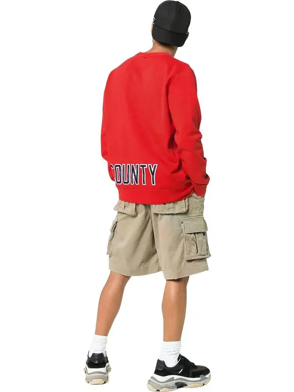 COUNTY OF MILAN Embroidered Cotton Sweater - Red