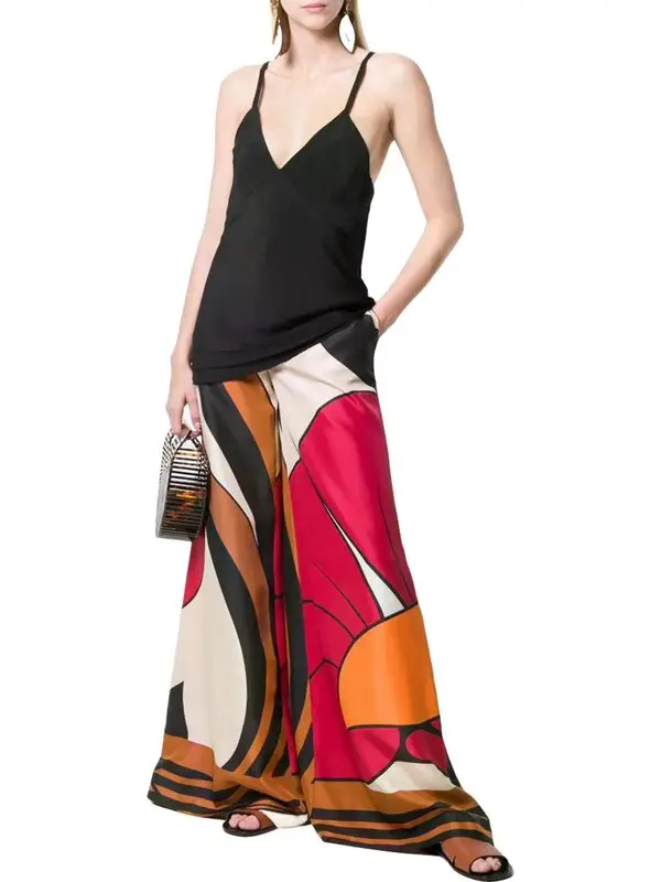 Alberta Ferretti Printed Silk Wide-leg Trousers - Neutrals