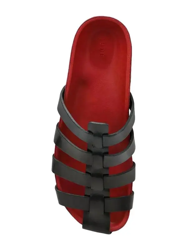 JUDE Dusty Caged Leather Slides - Black