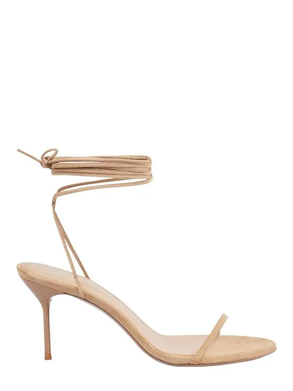 Paris Texas Lidia Lace Up Stiletto Sandals - Sand