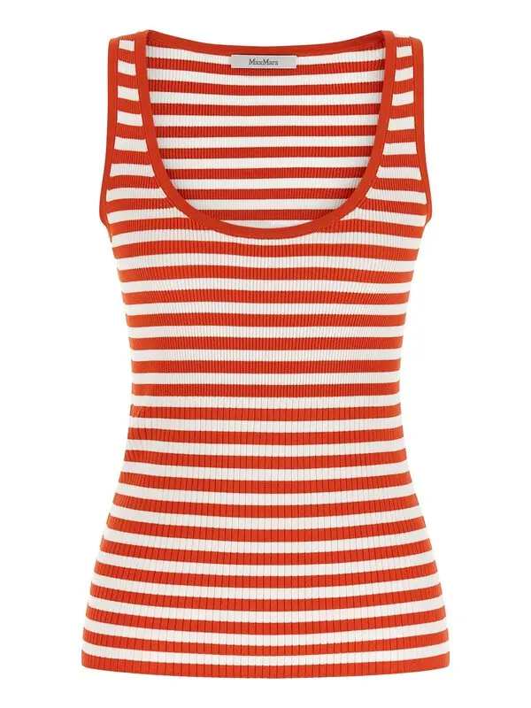 Max Mara Mxmghiro' Striped Ribbed Tank Top - Red