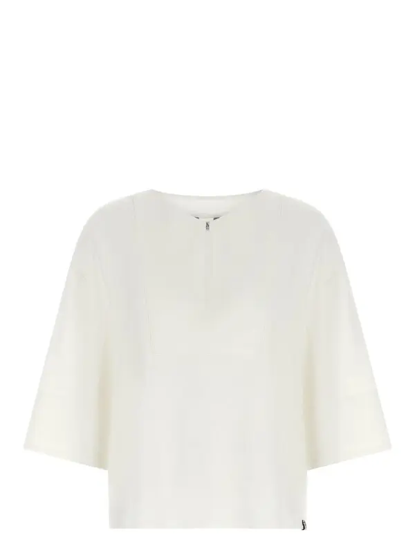 Max Mara Mxpsospiro Cropped Blouse With V-neck And 3/4 Sleeves - White