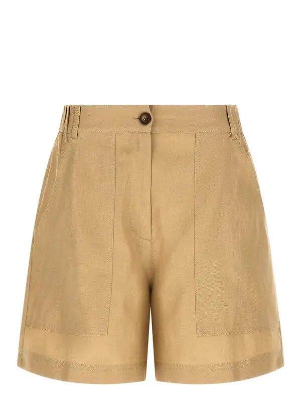 Max Mara Linen Wide Leg Shorts - Cream
