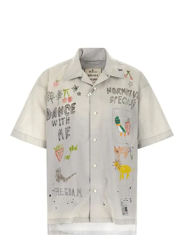 Mihara Yasuhiro Graffiti Print Shirt - Gray