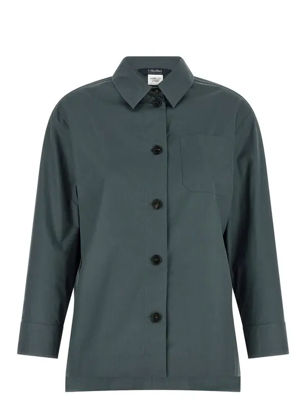 Max Mara S' Marianne Cotton Poplin Shirt - Gray