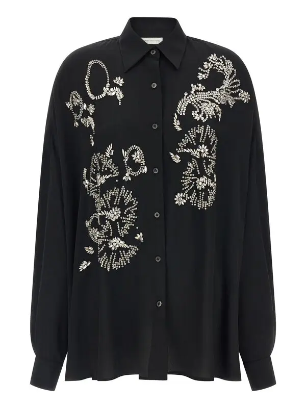 Dries Van Noten Casia Embellished Polyester Shirt - Black